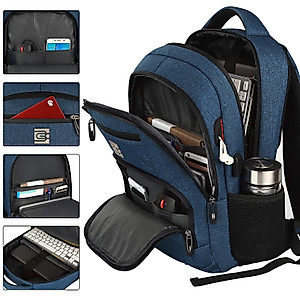 Laptop Backpack,Business Travel Anti Theft Slim Durable Laptops Backpack with USB Charging Port,Water Resistant College Computer Bag for Women & Men Fits 15.6 Inch Laptop and Notebook - Blue