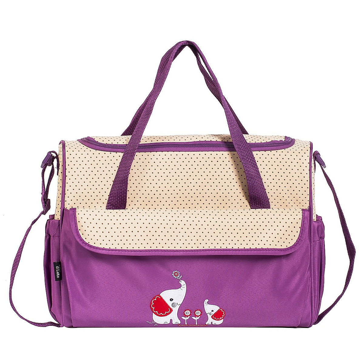 SoHo Animals Diaper Tote Bag 10Pc, ElephantsPurple