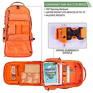 JANA Travel Backpack for College,Hiking, Camping – Bookbag Laptop Backpack for Men and Women - College Daypack Water Resistant Bag with Water Sleeve -Orange