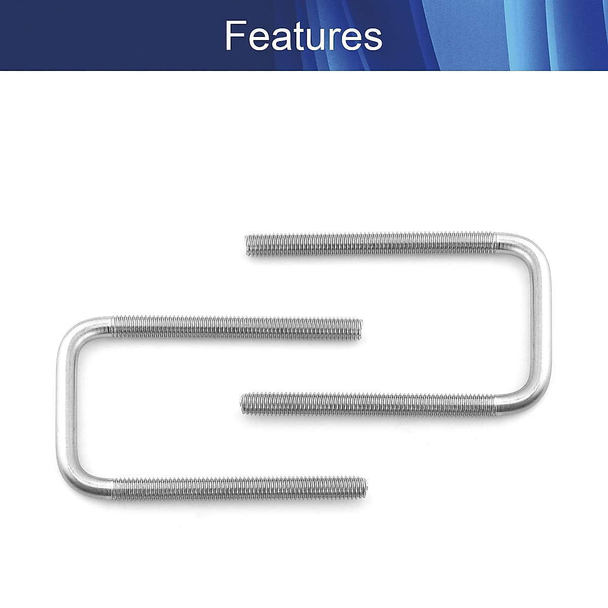 Aicosineg 1.38" Inner Width U Bolt Fasteners with Nuts Washers M6x35x75mm 304 Stainless Steel Square Bend for Hardware Plumbing Boats Industrial Mechanical Silver Tone 4pcs