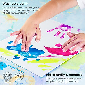 Arteza Kids Tempera Paint, Set of 16 Colors Coloring Puzzle Kit, Art Supplies for Painting, School Projects, and Crafting