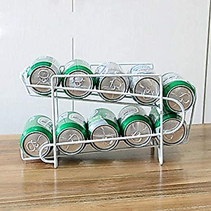 AUSUKY 2 Tier Metal Can Dispenser Refrigerator Beverage Rack Storage Holder for Soda Beer Coke