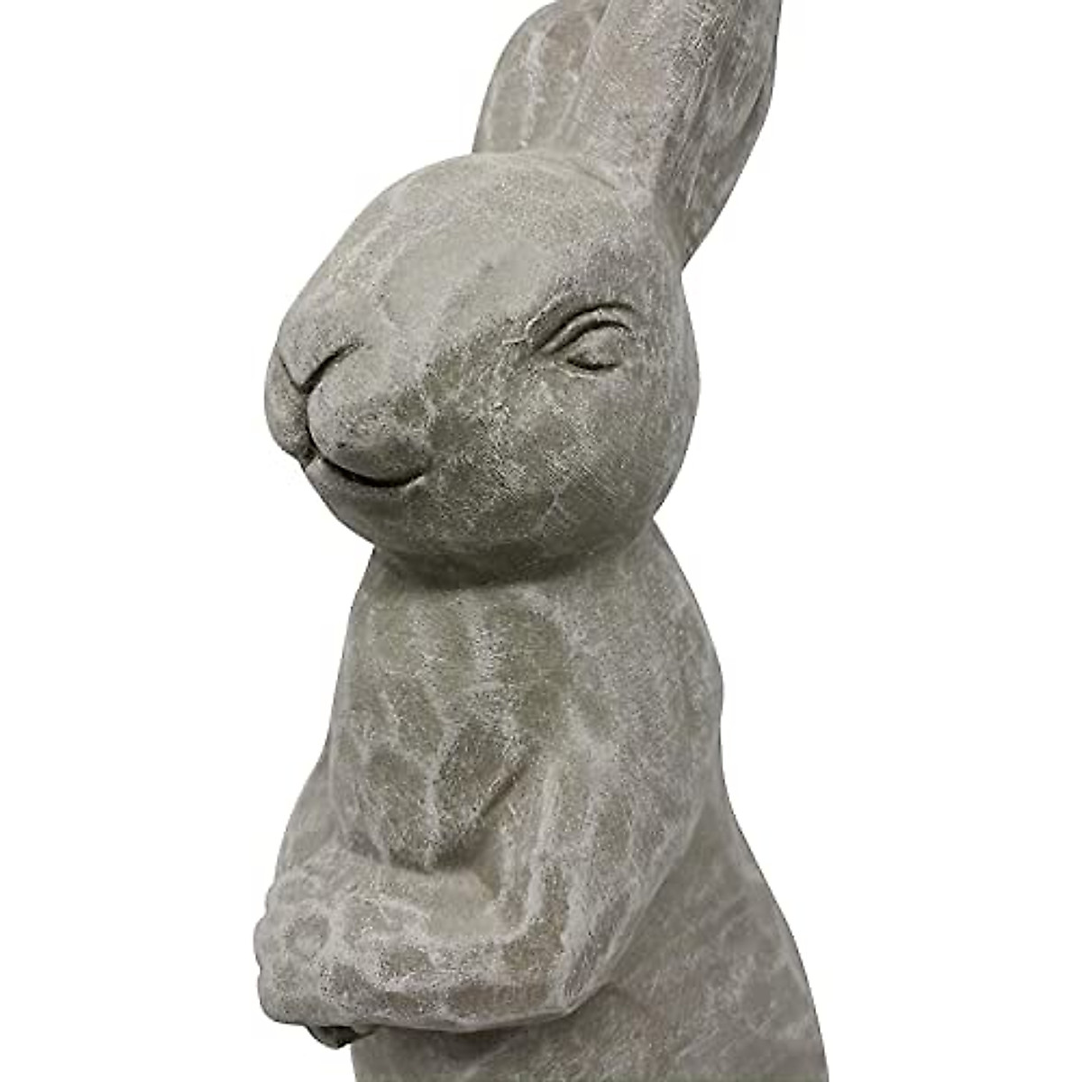 Elly Décor 14 Inch Tall Standing Sculpture for Your Patio & Yard, Outdoor Lawn décor, Cute Ceramic Figurine Garden Rabbit Bunny Statue, Gray Cement