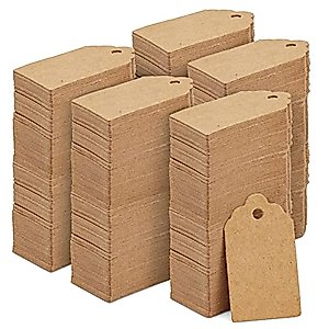 Juvale 1000 Pack Kraft Paper Gift Tags with Holes, Mini Marking Tags for Merchandise, Crafts, Boutiques (0.95 x 1.75 in)