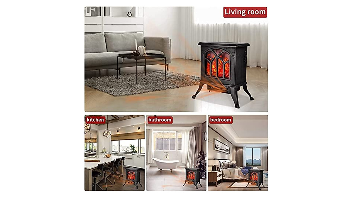 Compact Electric Fireplace Heater with Realistic Flame