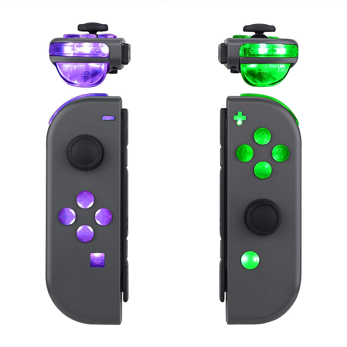 eXtremeRate 7 Colors 9 Modes NS Joycon DFS LED Kit for Nintendo Switch, Multi-Colors Luminated ABXY Trigger Face Buttons for Nintendo Switch & Switch OLED Model JoyCon - Joycon NOT Included