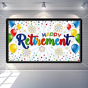 Retirement Banner Retirement Party Decorations Colorful Retirement Banner Giant Retirement Backdrop Photography Photo Shoot Background for Retirement Theme Party Supplies