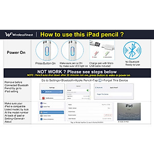 Stylus Pen Pencil 1st Generation Gen Replacement for Apple iPad Pro 1st iPad 1st 2nd 3rd 4th 5th iPad Mini 1 2 3 4 iPad Air 1st 2nd iOS Android Capacitive Tablet Touch Screen + Free Holder (White)