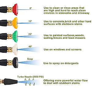 PWACCS Pressure Washer Accessories Kit – 16 Inch Power Washer Replacement Wand with 5 Spray Tips and Turbo Nozzle – Compatible with Ryobi, Portland, Husky Black
