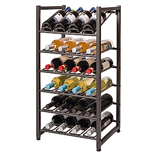 neatfreak Freestanding Wine Rack Stackable Bottle Holder for Up to 24 Wine Bottles - Industrial Kitchen Storage Bottle Display Stand - Matte Black Metal Construction - 16.5 x 13.5 x 31.6in