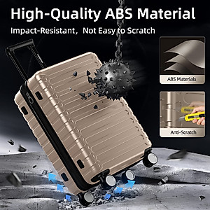 SHOWKOO Luggage Sets Clearance ABS Hardshell 3pcs Luggage Hardside Lightweight Durable Suitcase sets Spinner Wheels Suitcase with TSA Lock (Champage)