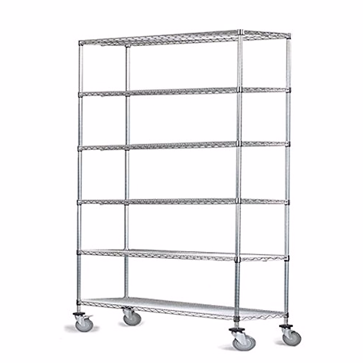 Omega 21" Deep x 42" Wide x 102" High 6 Tier Chrome Wire Shelf Truck with 1200 lb Capacity
