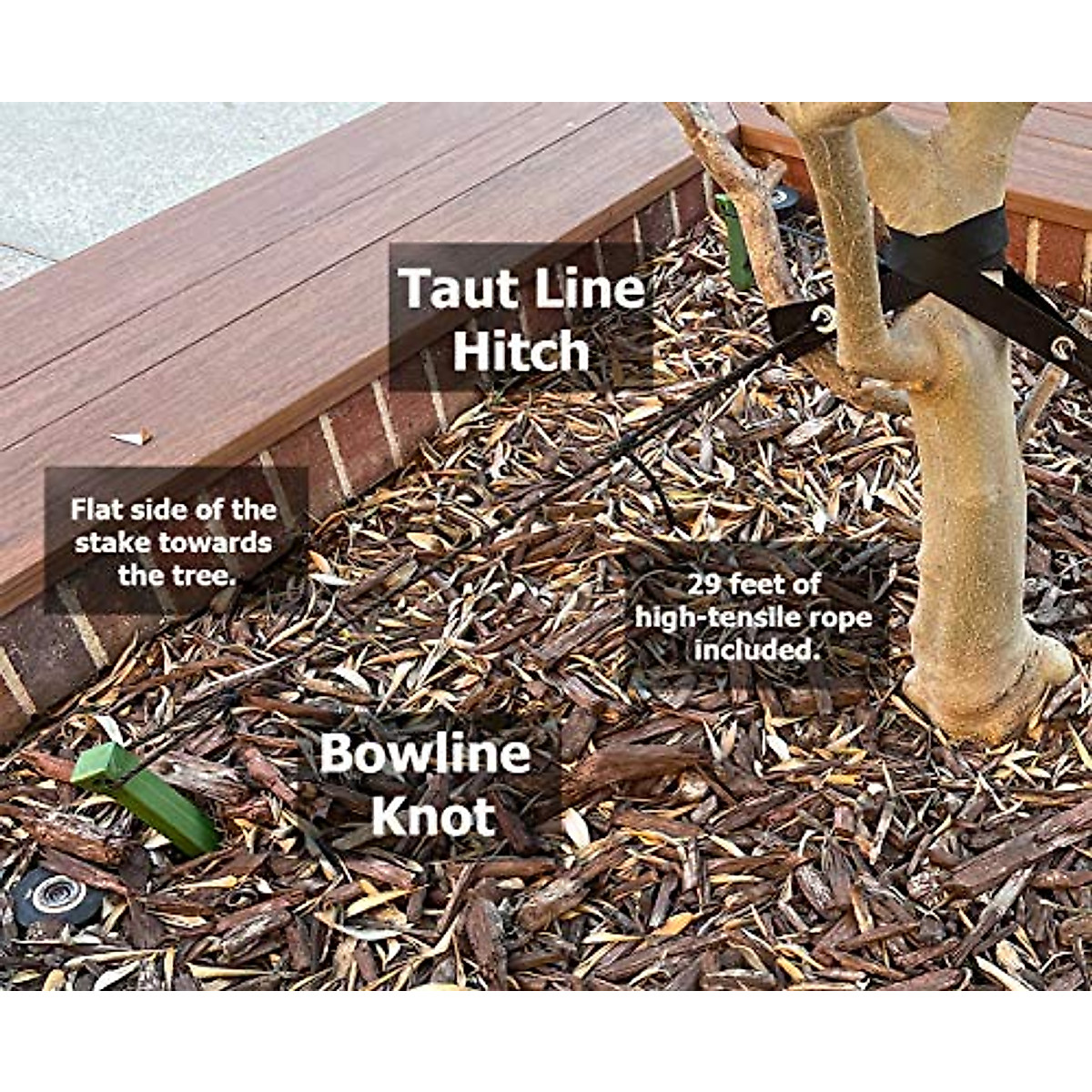 Complete Tree Stake Kit with Stakes, Supports, and Improved Rope - Ideal for Tree Staking, Straightening, and Support