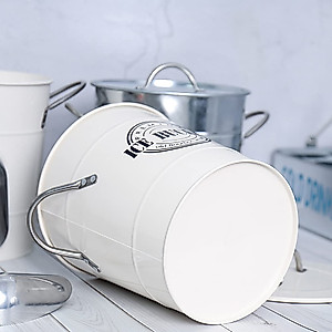 Home by Jackie Inc T586A 4L Cream White Metal Galvanized Double Walled Ice Bucket Set with Lid and Scoop