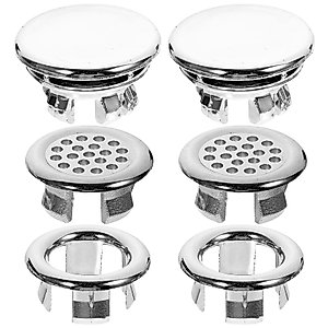 Angoily Sink Cover 6pcs Sink Overflow Ring Kitchen Bathroom Basin Trim Bath Sink Hole Overflow Cover Rings Hole Insert in Cap Replacement for Home Hotel Air Still