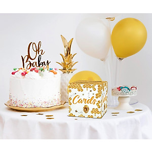 Bumble Bee Card Box - Honeycomb Collapsible Money Box or Gift Box for Baby & Bride Shower, Birthday, Wedding Reception, Engagement Party, Graduation - 8"x8"x8" Party Favors Decorations Boxes(05)