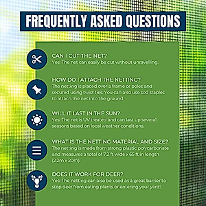 MEKKAPRO Heavy Duty Bird Netting, Garden Nets for Fruit, Vegetable, Plant Trees | Deer Netting and Fencing | Anti-Bird and Deer Net (7.2 x 65 feet)