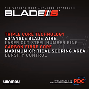 Winmau Blade 6 Triple Core Professional PDC Dartboard with Official Tournament Specifications