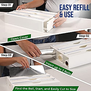 3-in-1 Acrylic Wrap Organizer, Wrap Storage Dispenser, Kitchen Storage and Organization, Drawer Organizer for Foil Plastic Wrap