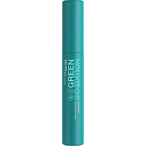 Maybelline Green Edition Mega Mousse Mascara Makeup, Smooth Buildable and Lightweight Volume, Formulated with Shea Butter, Blackest Black, 1 Count