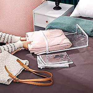12 Pcs Clear Vinyl Storage Bag with Zipper 3 Sizes Durable Zippered Sweater Storage Bags Large Capacity Clothes Organizer Avoid Dust Dirt for Clothing Bedding Linen Blankets Comforters Toy Storage