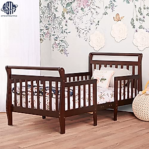 Dream On Me Emma 3-in-1 Convertible Toddler Bed in Espresso, Converts to Two Chairs and-Table, Low to Floor Design, JPMA Certified, Non-Toxic Finishes, Safety Rails