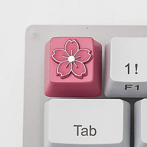 HFSECURITY Sakura Cherry Blossoms Metal Backlit Keycaps for Cherry Mx Switch Mechanical Gaming Keyboard Zinc Aluminum Alloy 3D Keycaps