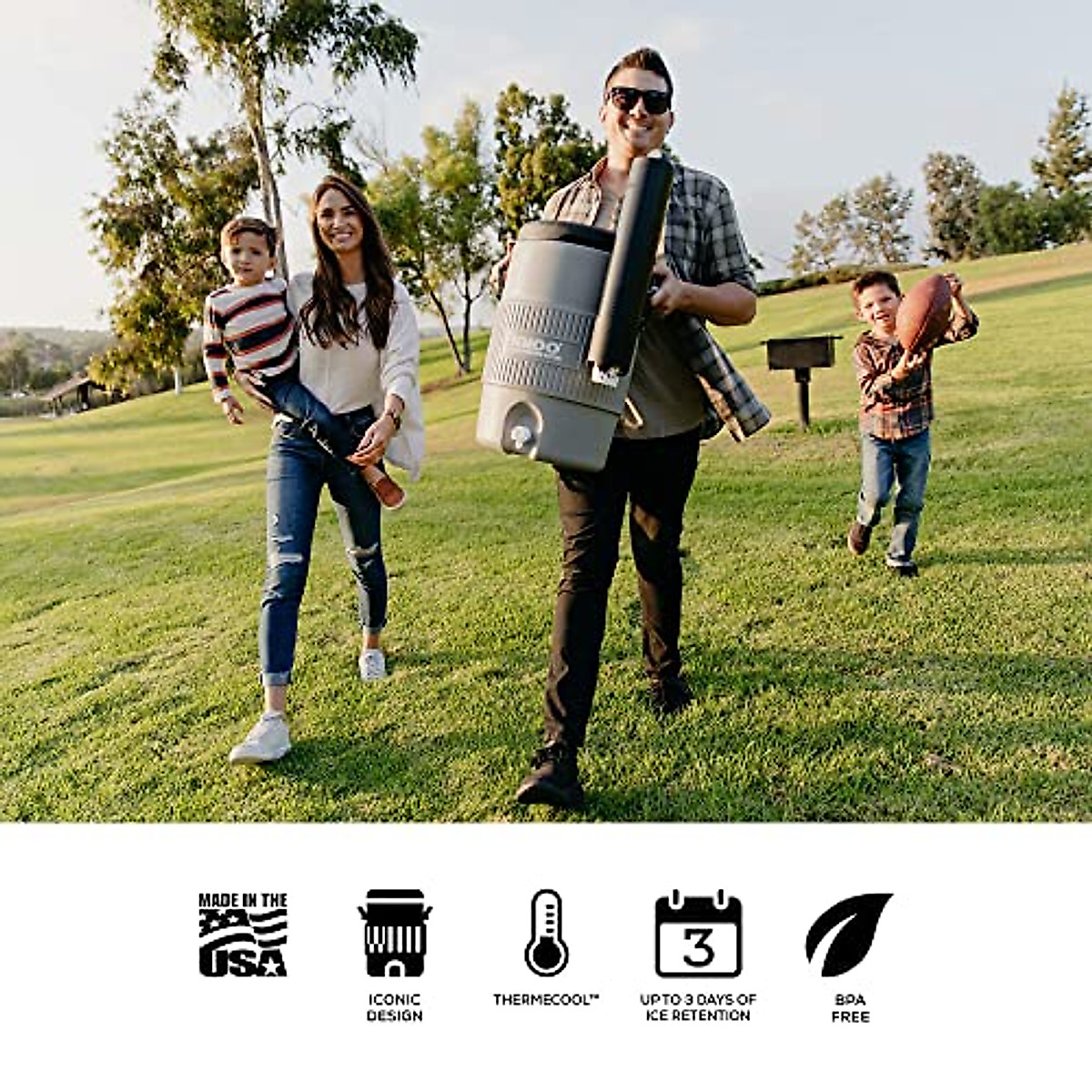 Igloo 5 Gallon Portable Sports Cooler Water Beverage Dispenser with Flat Seat Lid, Gray, 4 Qt