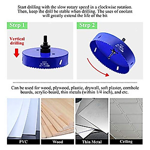 Seimneire 6-1/4 Inch Hole Saw with Heavy Duty Arbor, 1.2 Inch Cutting Depth HSS Bi-Metal Hole Drilling Cutter for Smoothly Cutting in Wood Cornhole Boards Plastic Drywall & Thin Metal