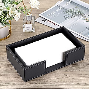 Sumnacon Rectangle Napkin Holder for Dinner Table Kitchen Contertop, Stylish Leather Guest Towel Holder for Bathroom Vanity, Decorative Basket for Tissue Paper Hand Towel Storage, Brown Flower