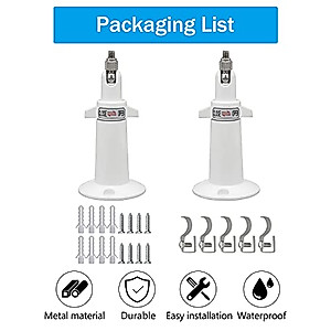 Ring Camera Vinyl Siding Wall Mounts No Drill 360 Degree Adjustable,Compatible with Ring Stick up Cam & Ring Indoor Cam（2Pack White）