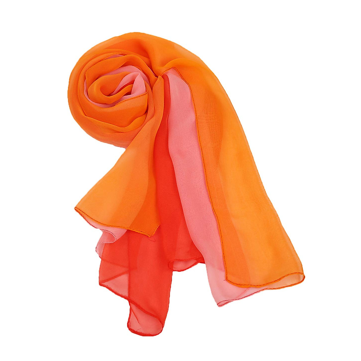 uxcell Long Chiffon Light Wedding Scarf Silky Gradient Color Party Shawl Spring Summer Beach Wrap for Women 63"x19.6" Red Orange Pink