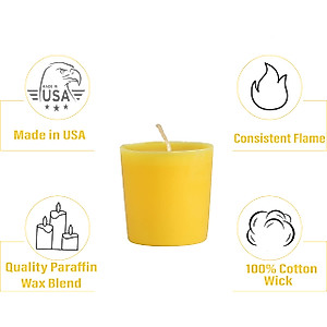 CandleNScent Yellow Votive Candles | Unscented - 15 Hour Burn Time - Made in USA (Pack of 6)