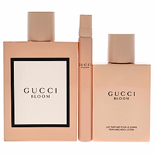 Gucci Bloom 3.3oz EDP Spray, 3.3oz Perfumed Body Lotion, 0.33oz EDP Spray Women 3 Pc Gift Set