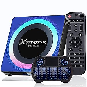 EASYTONE 2025 Android TV Box 13.0, Android Box 2025 4GB 64GB RK3528 Quad Core Support WIFI6 2.4/5.8G WiFi BT5.0 Ethernet 3D 8K/6K TV Box Android 13 with Mini Wireless Keyboard