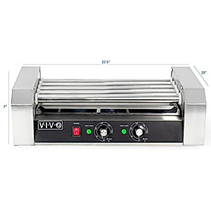 VIVO Electric 12 Hot Dog and 5 Roller Grill Cooker Warmer, Cooker Machine, HOTDG-V005