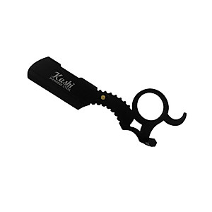 Barber Straight Edge Shaving Razor Single Finger Ring Black Razor With 100 Pcs Single Edge Blades.