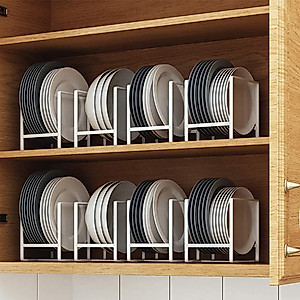 LINFIDITE Plate Holder Organizer 2 Pack Dish Storage Rack Upright Cabinet Dish Drying Rack Metal Dish Organizer Stand for Kitchen Counter Cupboard 7.9in. x 6.4in. x 4.5in.Black