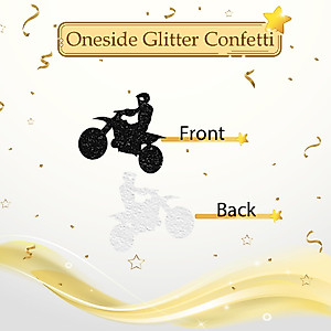 100pcs Motorcycle Confetti, Black Glitter Motorcycle Table Confetti for Baby Shower, Motorcycle Paper Scatters, Rider Racing Sport Party/Boys Birthday Party Table Decoration