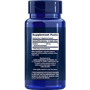 Life Extension Cran-Max 500mg Cranberry Whole Fruit Concentrate Promotes a Healthy Urinary Tract - Powerful Antioxidant - Gluten-Free, Vegetarian, Non-GMO – 60 Vegetarian Capsules