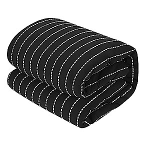 Chic Home 9 Piece Brenton Super Rich Microfiber Stitch Embroidered Comforter, King, Black,CS3952-AN