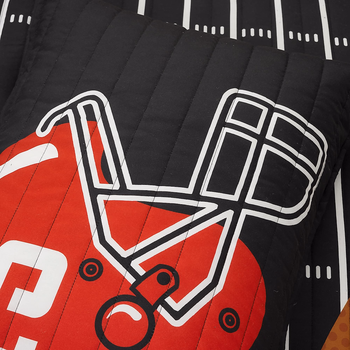 Lush Decor American Football Reversible Oversized Kids 5 Piece Quilt Set, Full/Queen, Black & Navy