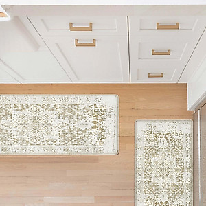 Collive Anti Fatigue Kitchen Mats 2PCS,Non Skid Cushioned Kitchen Rugs and Mats Waterproof Kitchen Mats for Floor Comfort Foam Standing Mat for Home,Kitchen,Office,Desk,Laundry Room