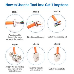10 Pcs Cat7 Keystone Jack, Cat7 RJ45 FTP Tool-Less Type Zinc Alloy Module Shielded Keystone Jack Adapter 10 Gigabit Modular Jack