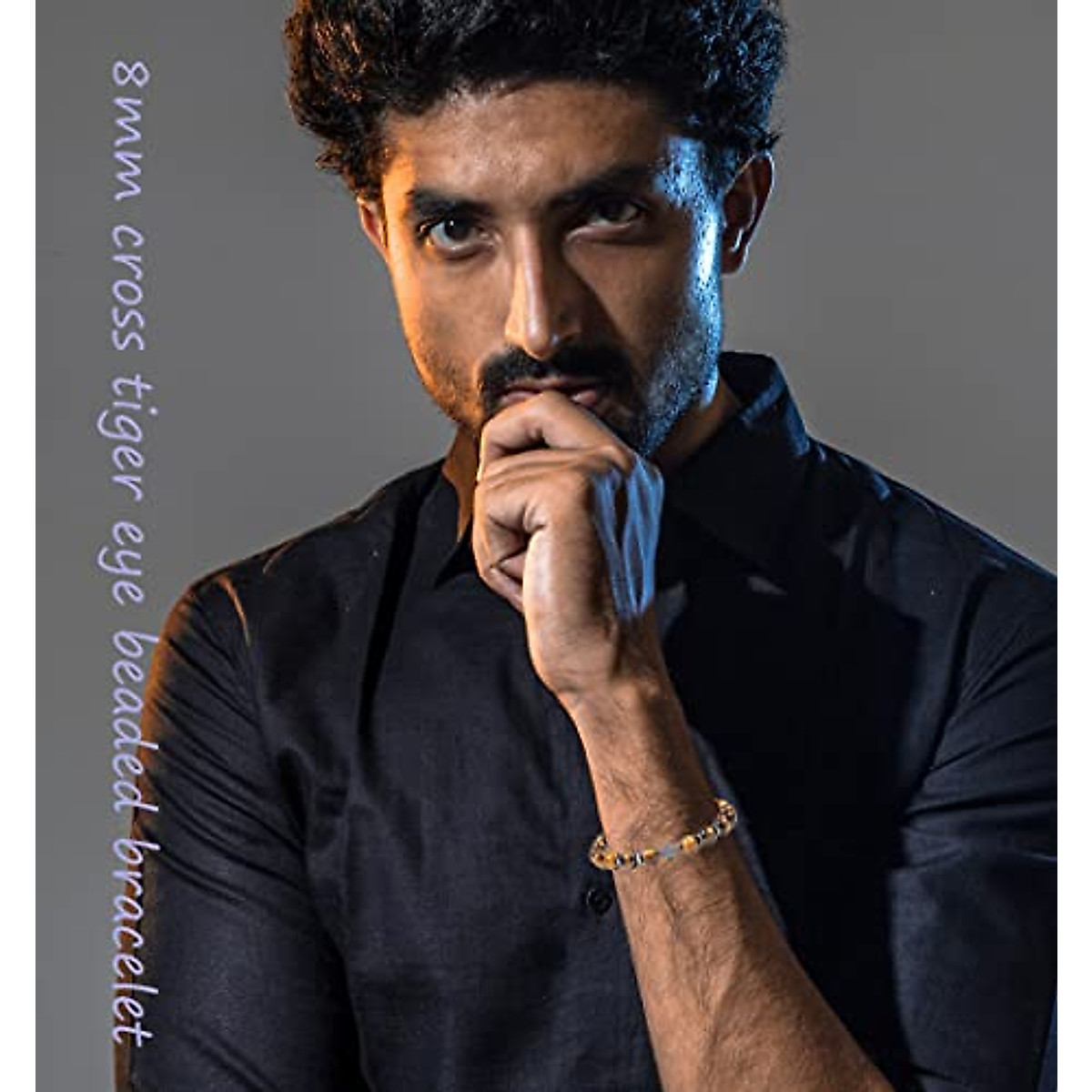 SAMOCO 12Pcs Healing Stone Beaded Bracelets for Women Men Semi-Precious Gemstones Bracelets Crystal Cross Beaded Bracelet Unisex Adjustable Stretch Bracelets 8MM