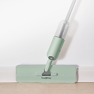 True & Tidy Spray Mop for Floor Cleaning Wet Spray Mop with 12 oz Refillable Bottle and 4 Washable Microfiber Pads Home or Commercial Use Dry Wet Flat Mop for Hardwood Laminate Wood Ceramic (Mint)