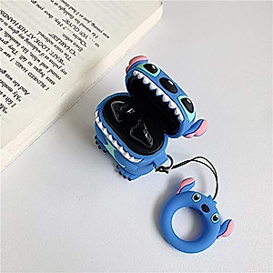 Cocomii 3D AirPods Case - 3D Cartoon - Slim - Lightweight - Matte - Keychain Ring 3D Cartoon Characters Cartoon - Luxury Aesthetic Headphone Case Cover Compatible with Apple AirPods (Stitch)