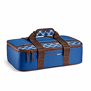 Rachael Ray Lasagna Lugger Insulated Casserole Carrier, Standard, Navy Plaid