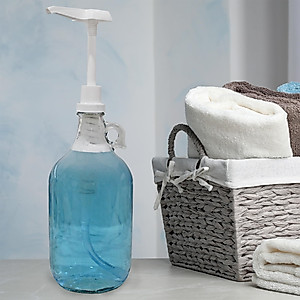 Cornucopia Half Gallon Glass Pump Dispenser Bottle, 64-Ounce Jug with Pump for Sauces, Syrups, Soaps and More