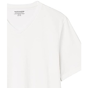 Amazon Essentials Men's Slim-Fit Short-Sleeve V-Neck T-Shirt, Pack of 2, Bright White, Medium